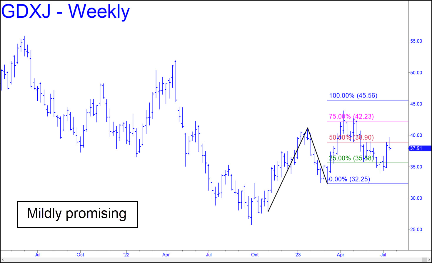 GDXJ - Junior Gold Miner ETF (Last:37.91) - Ricks Picks